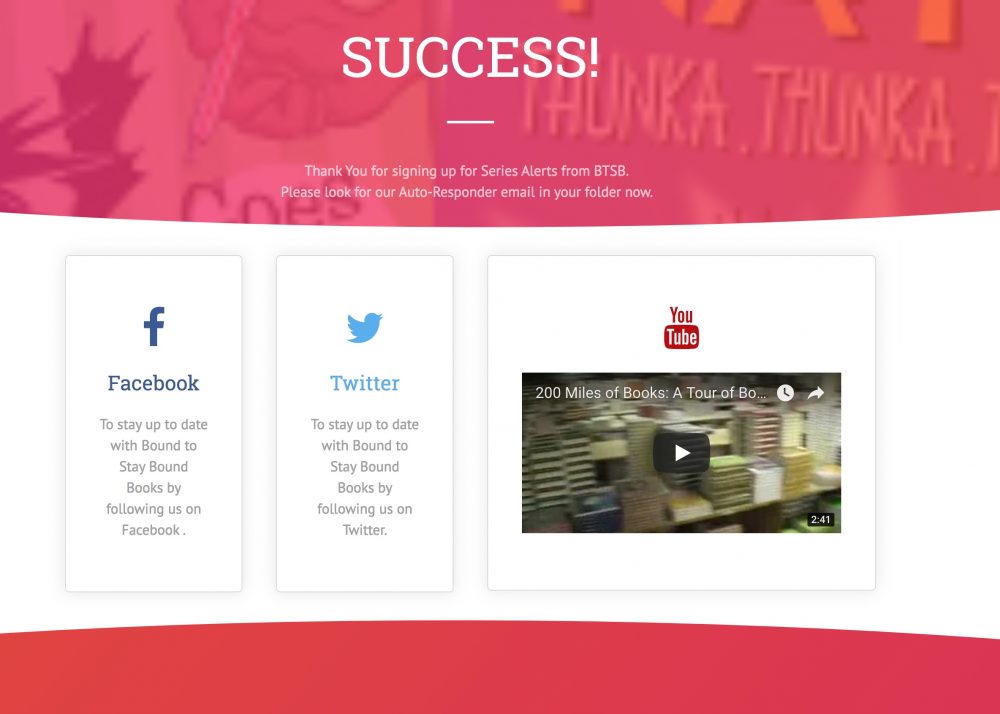 Success Confirmation Page - Bound to Stay Bound Books