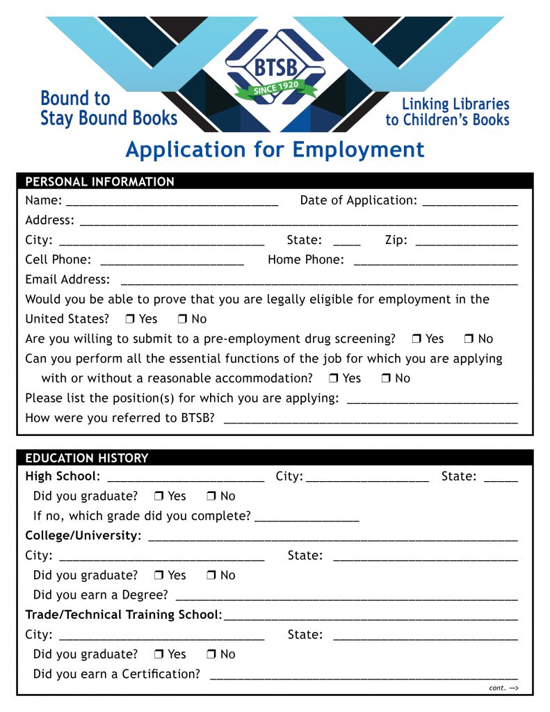 Employment - Bound to Stay Bound Books